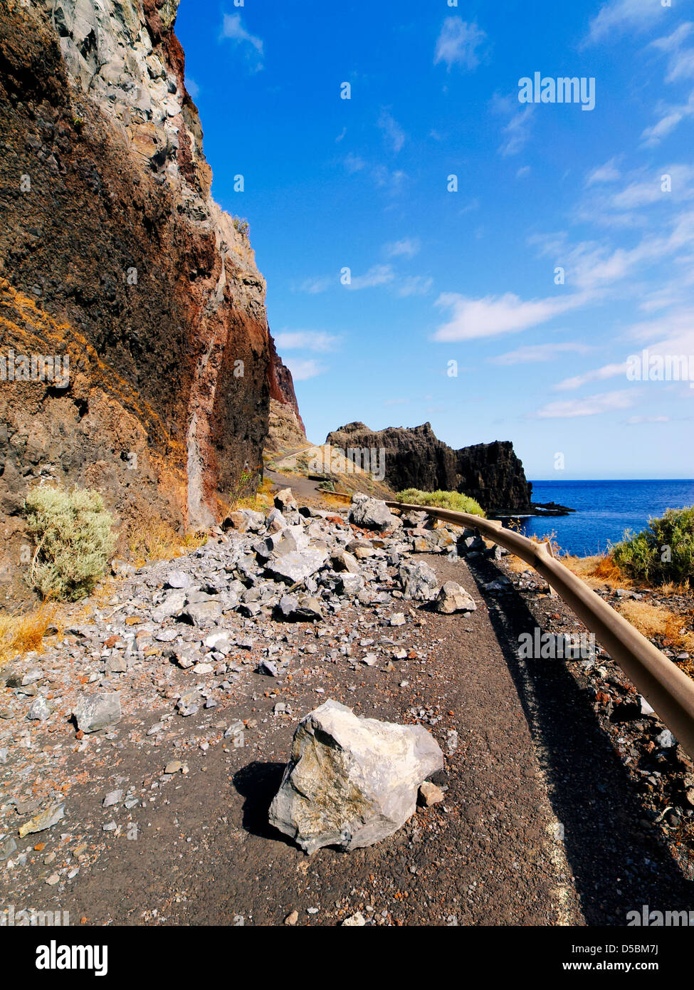 Rock Fall on the Road, Hierro, Canary Islands Stock Photo - Alamy