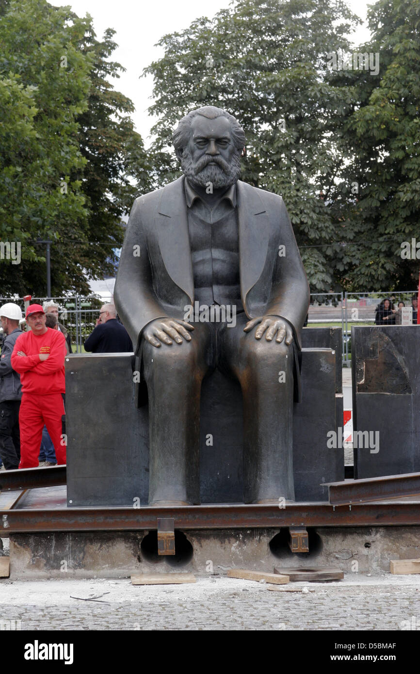 A bronze sculpture of Karl Marx is left on its own after an adjacent ...