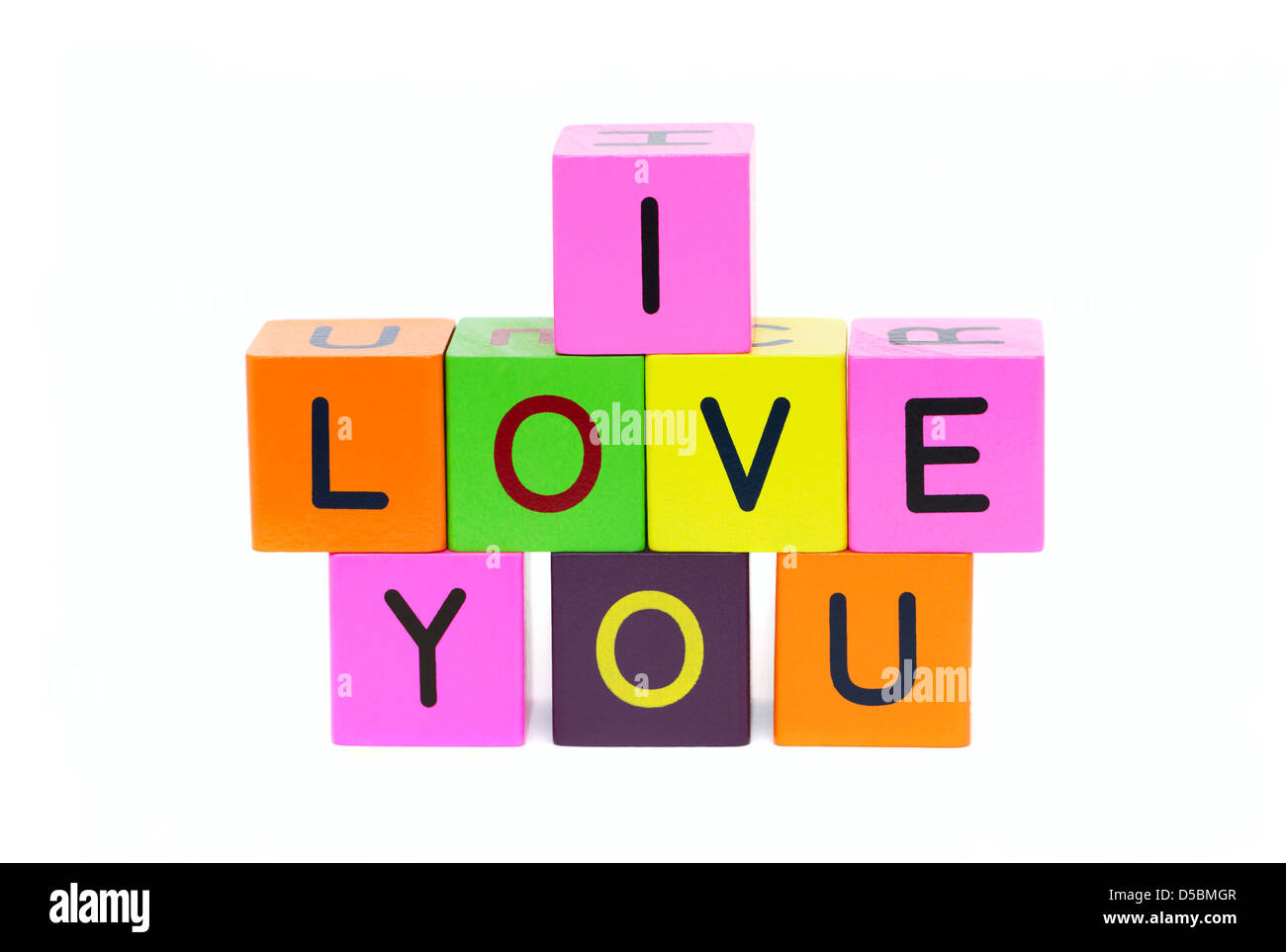 Word love formed letter blocks Cut Out Stock Images & Pictures - Alamy