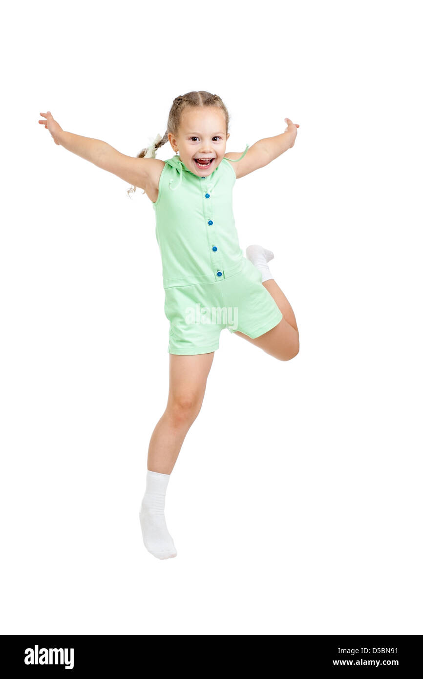 happy child girl jumping isolated on white Stock Photo - Alamy