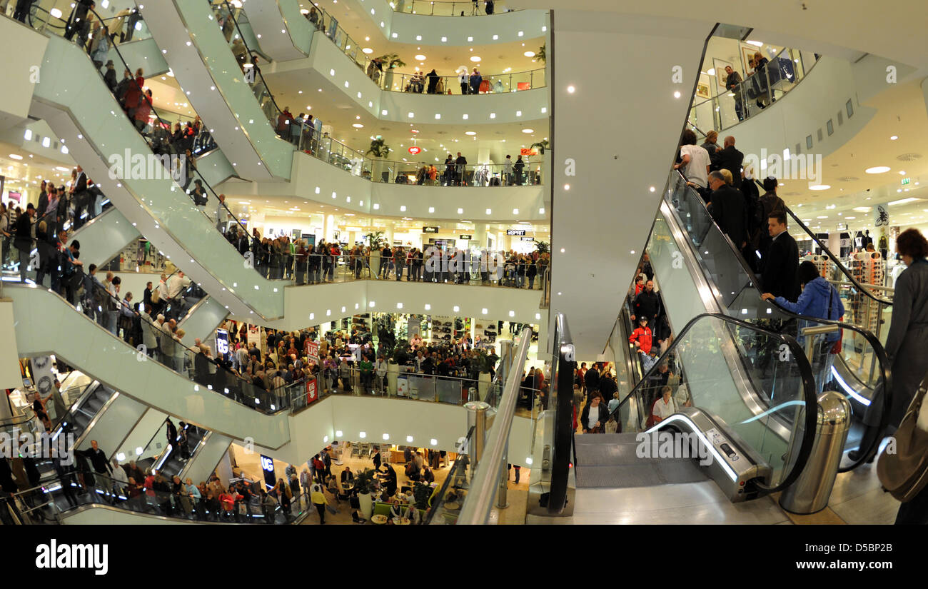 People shop at Karstadt department store in Leipzig, Germany, 03 ...