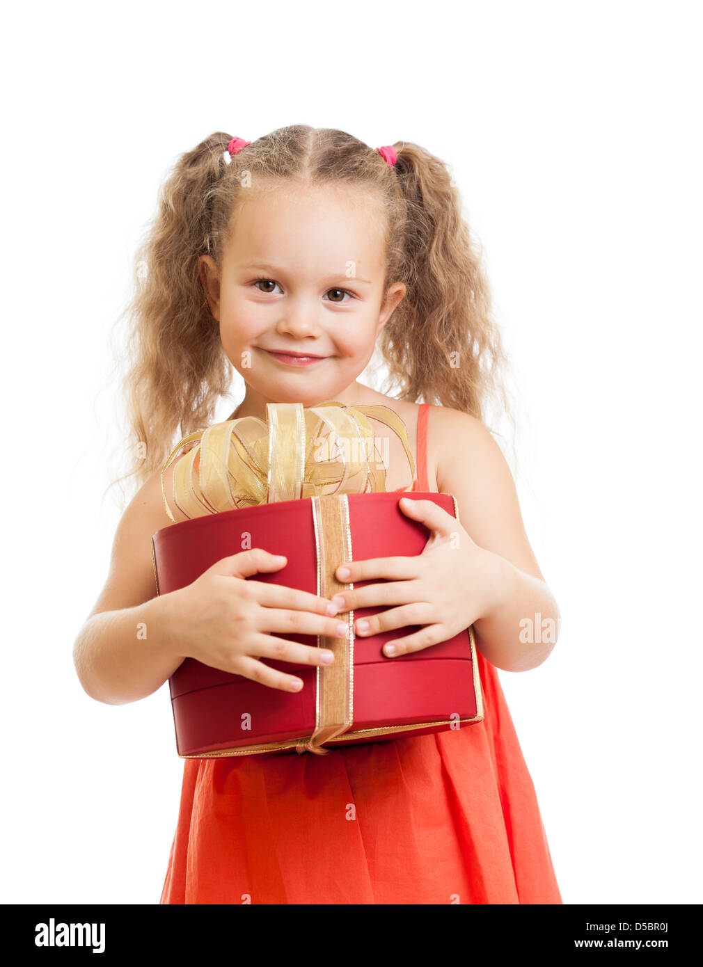 happy child girl with gift box Stock Photo - Alamy