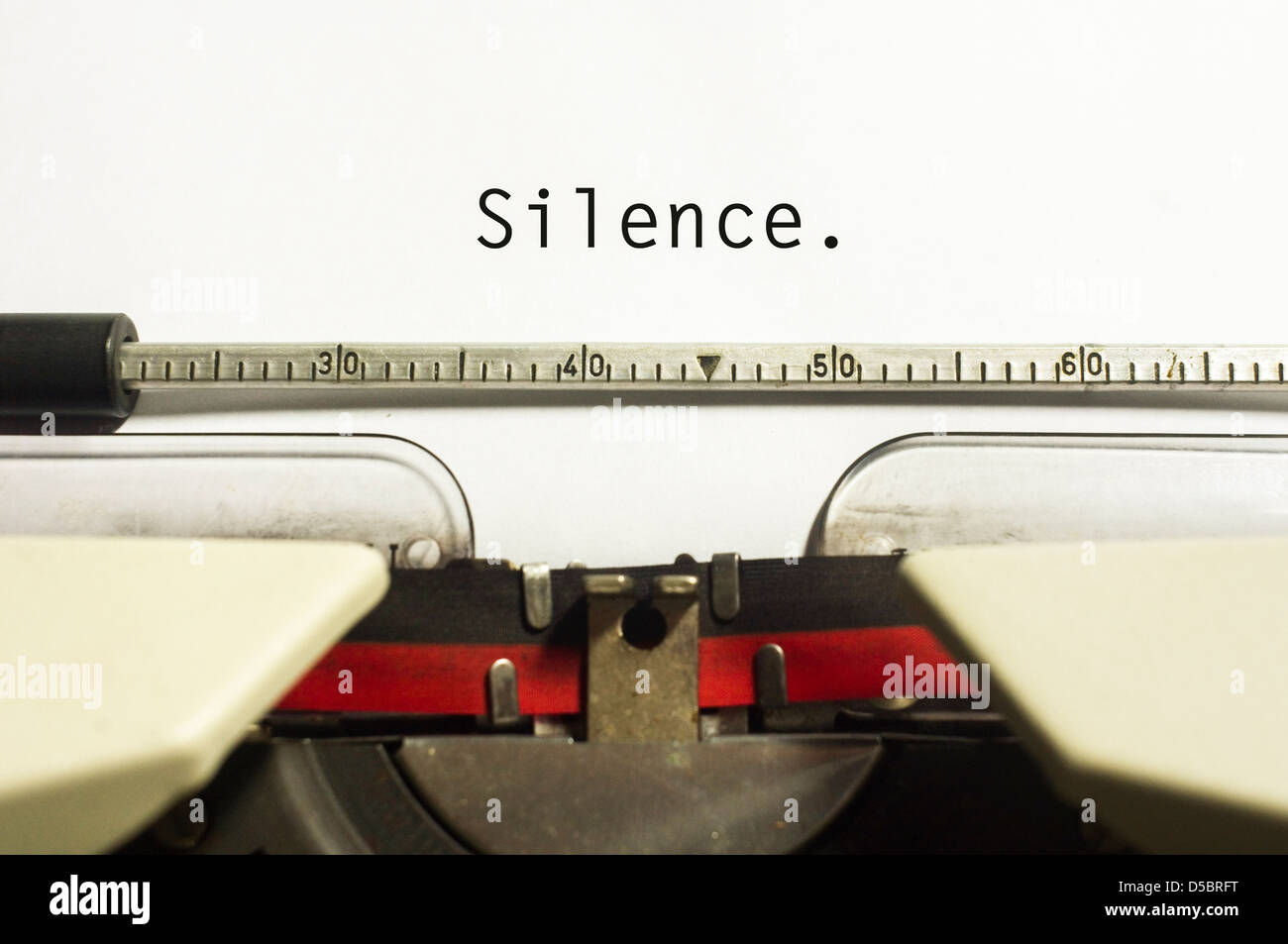 silence message is typed on typewriter, for conceptual background Stock ...