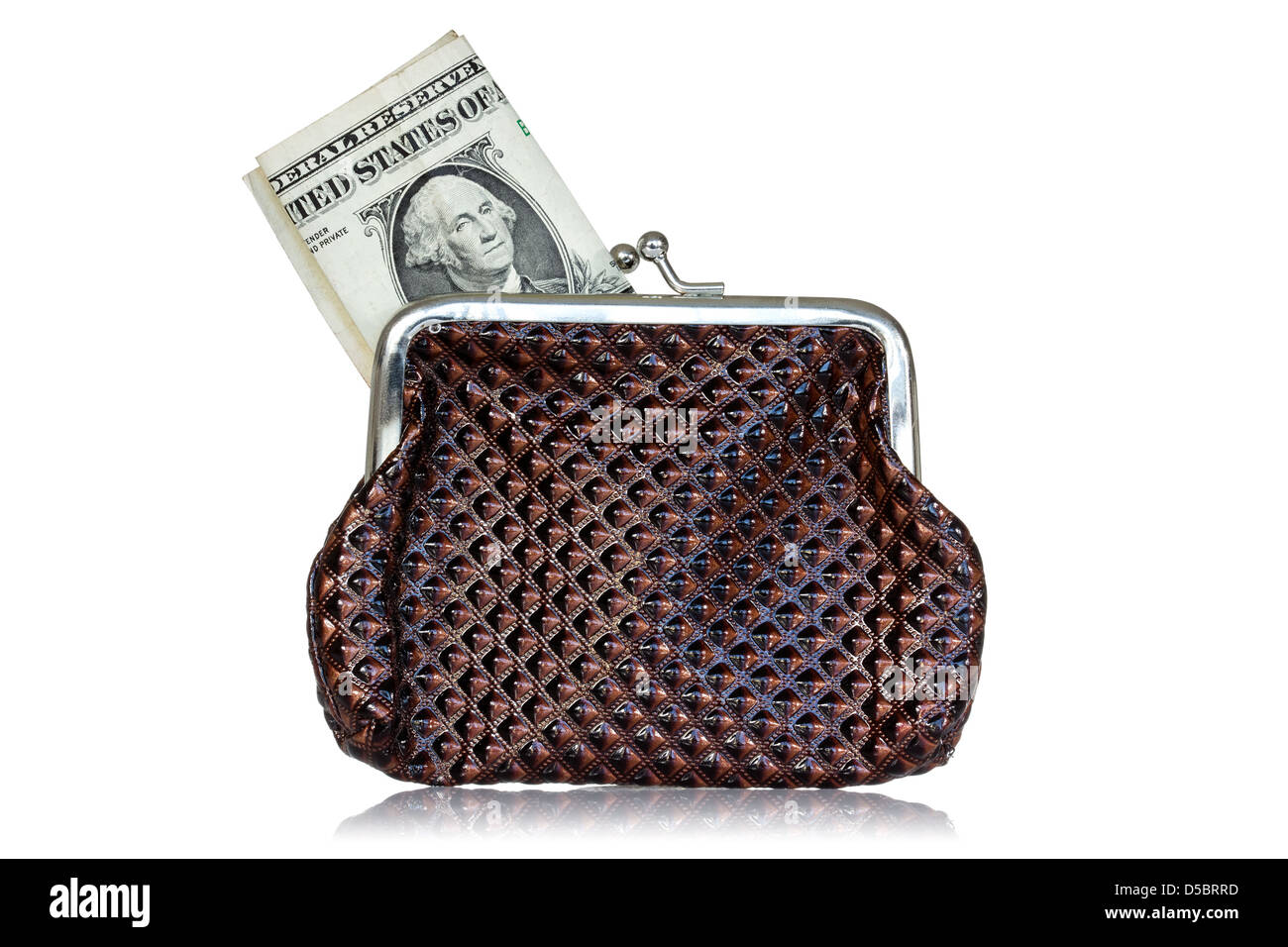 Money in brown leather purse, isolated on white background Stock Photo ...