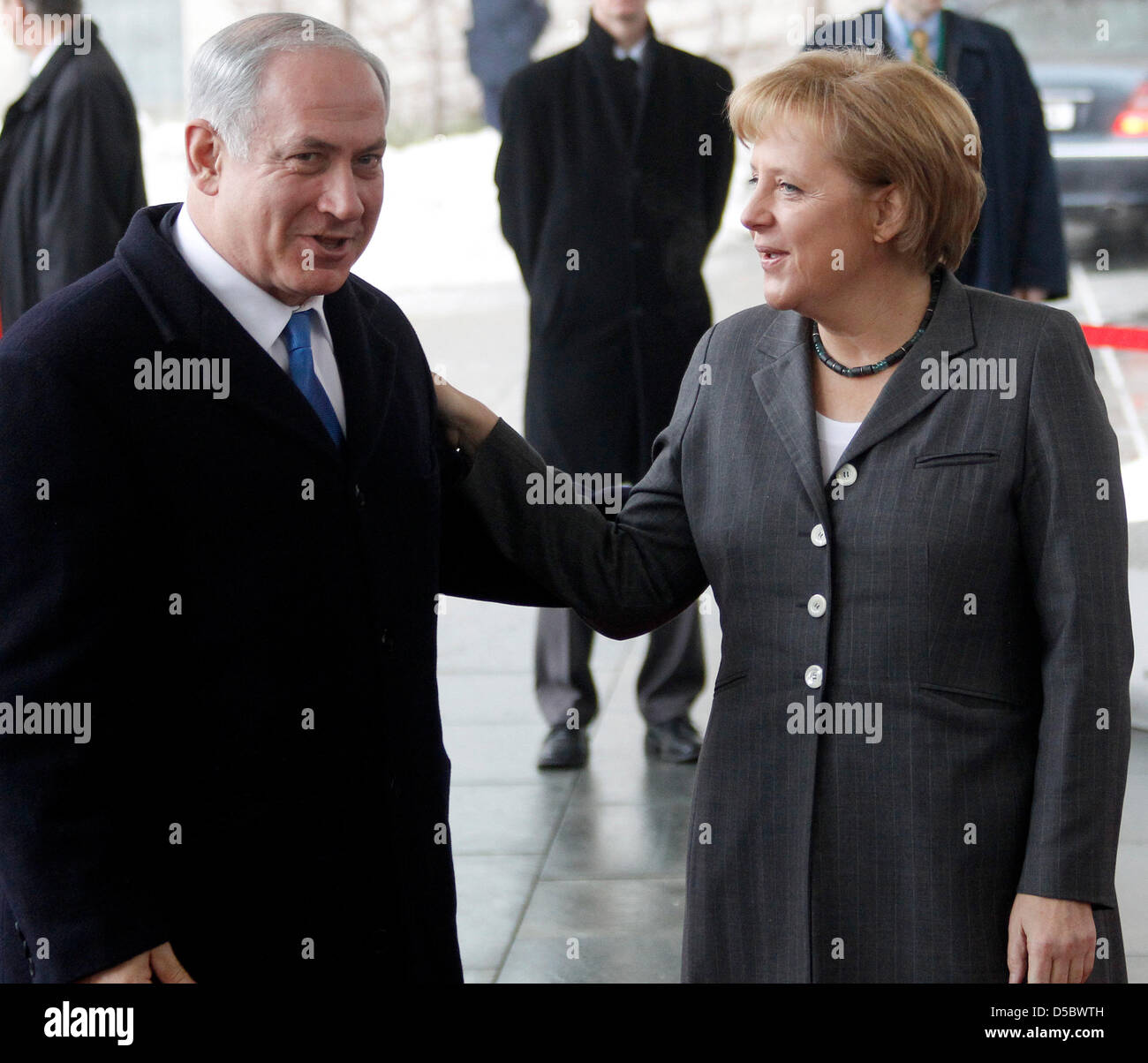 German Chancellor Angela Merkel (R) receives Israel's President ...