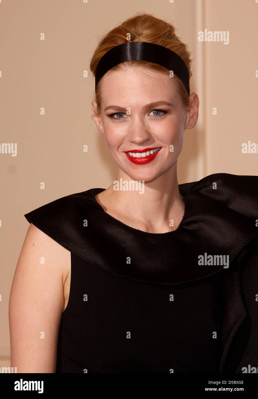 US actress January Jones poses in the press room at the 67th Golden ...