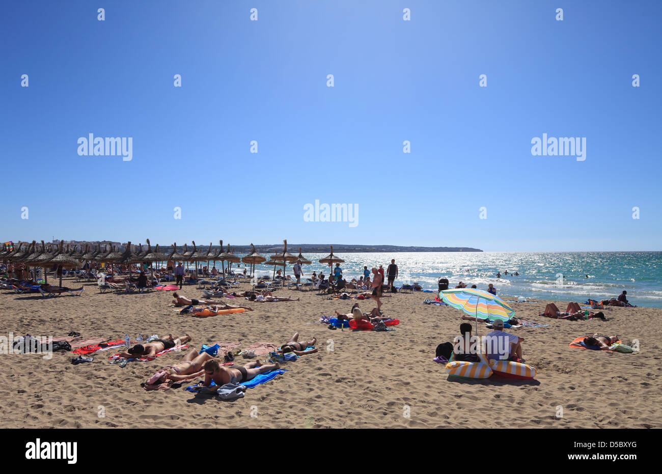 El Arenal, Spain, bathers at Platja de Palma Stock Photo - Alamy