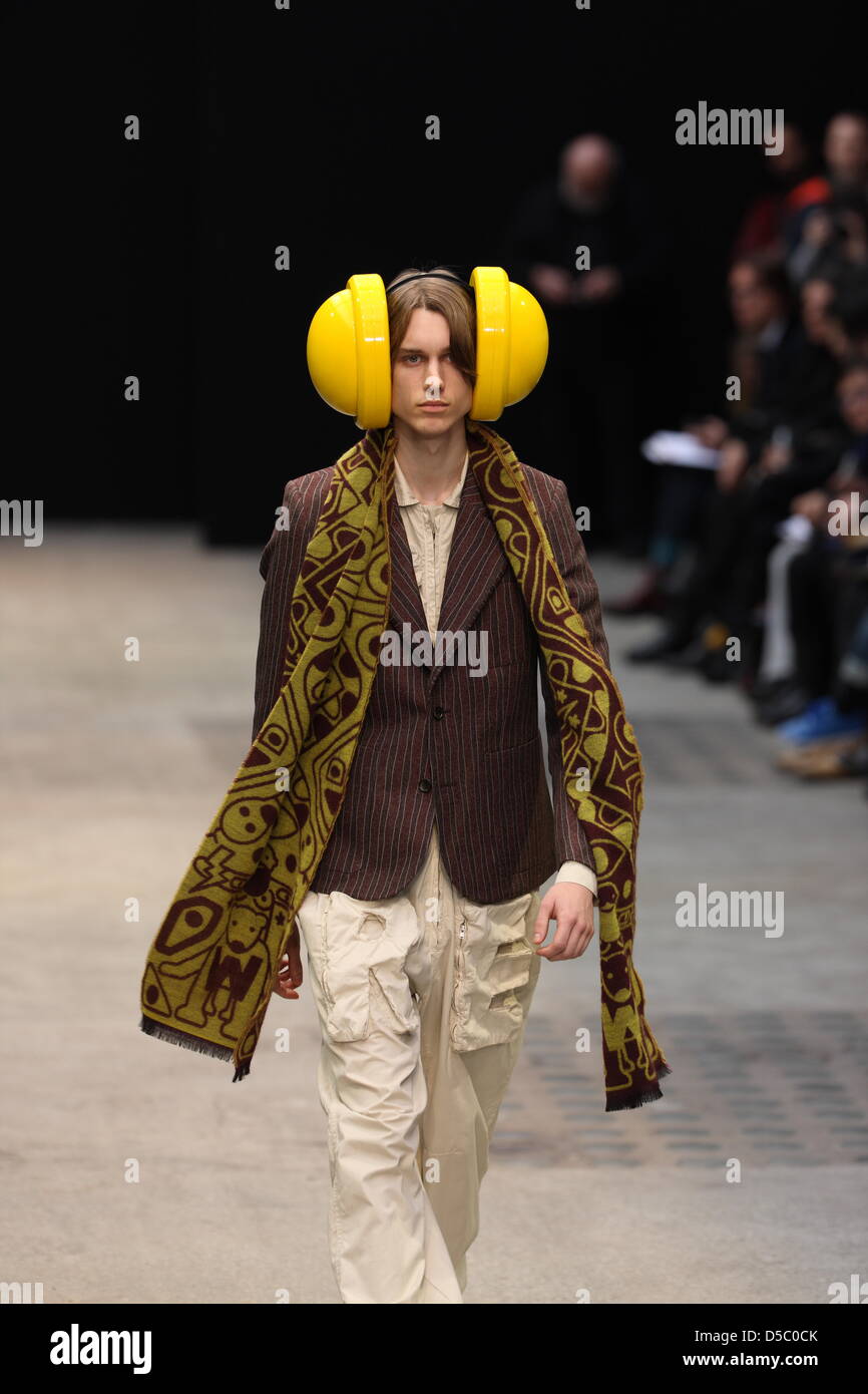 A model presents a creation as part of 'Walter Van Beirendonck' Men's ...