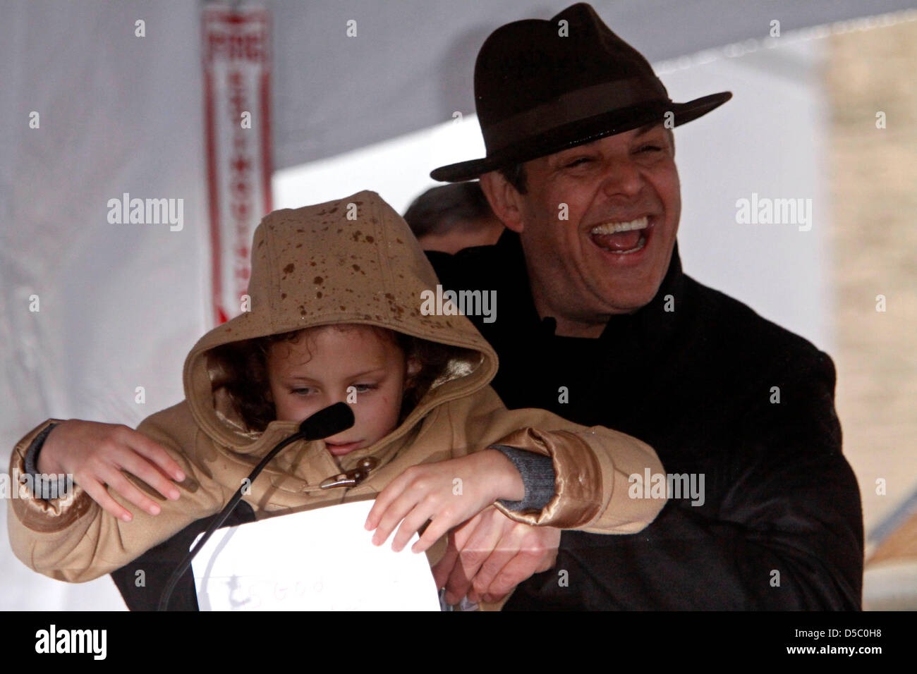 US actor Danny Huston and his daughter Stella attend the ceremony ...