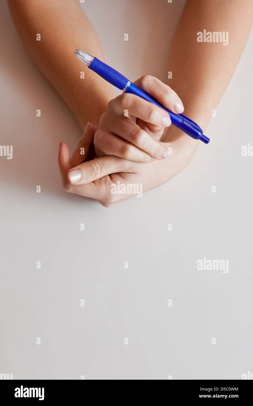 hands with a pen Stock Photo - Alamy