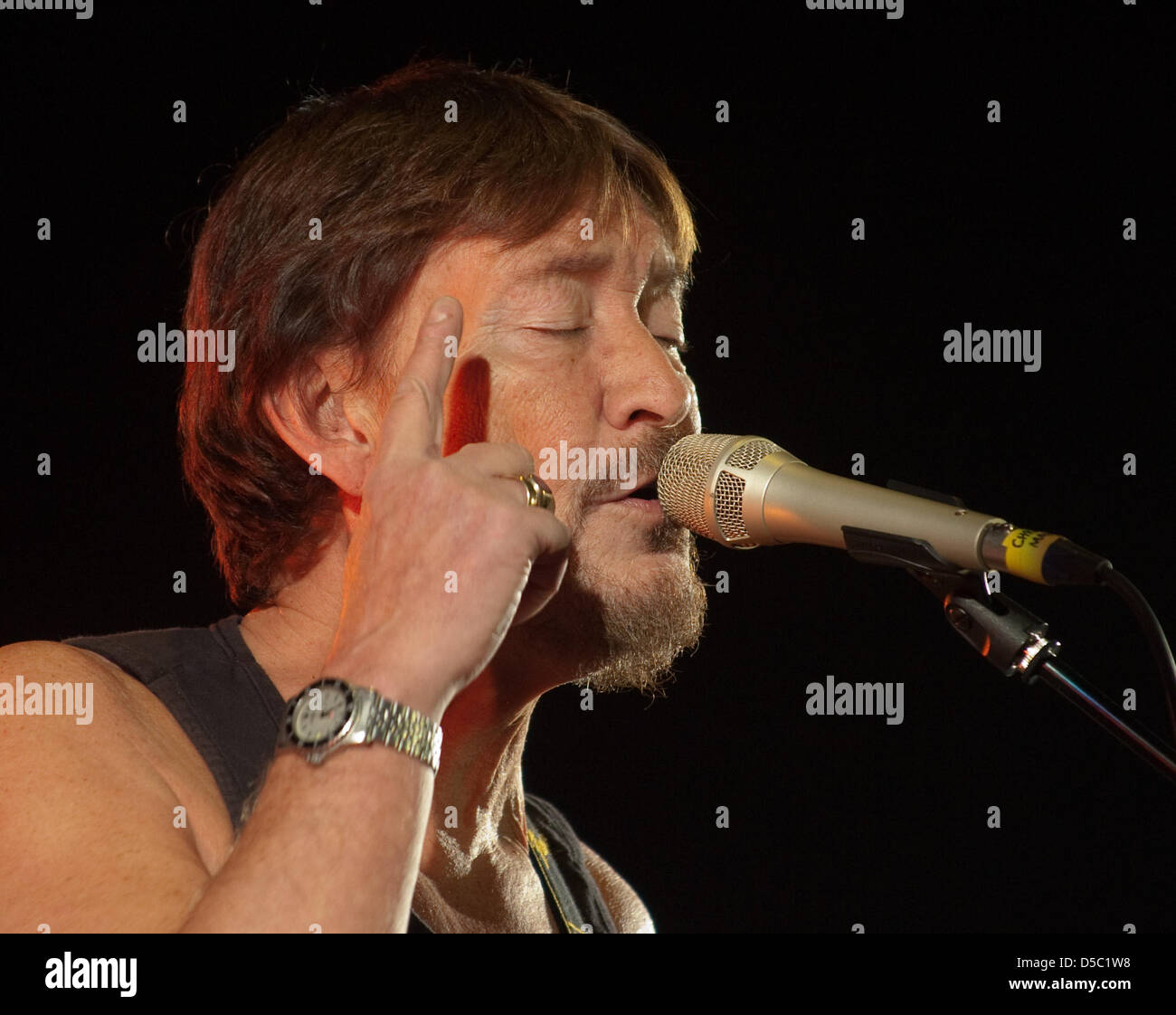 Great Britain's rock singer Chris Rea sings at the Arena in Leipzig ...