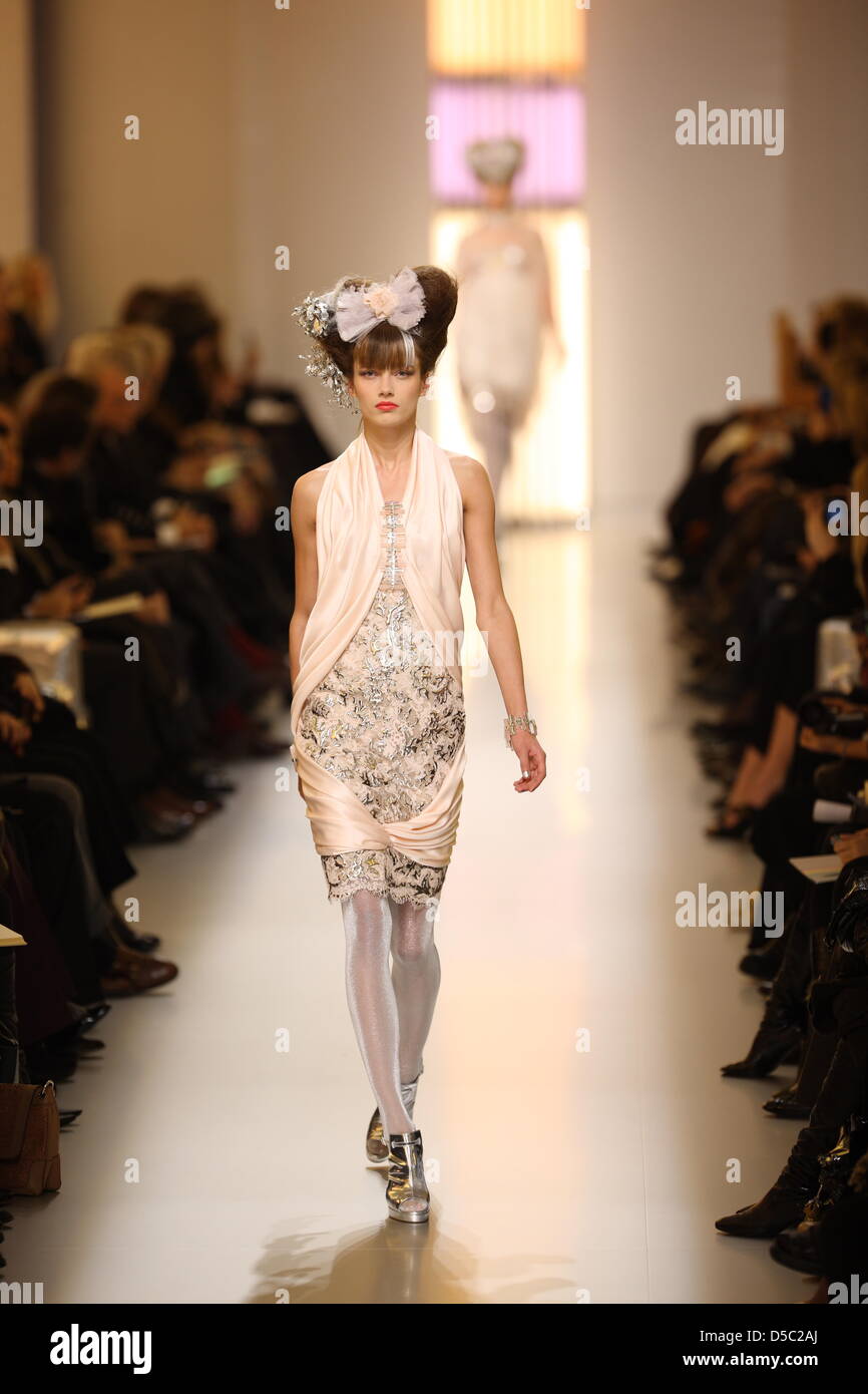 A model wears a creation as part of Chanel's Haute-Couture fashion ...