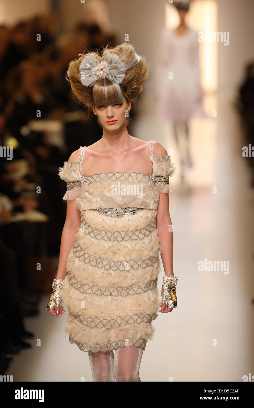 A model wears a creation as part of Chanel's Haute-Couture fashion ...