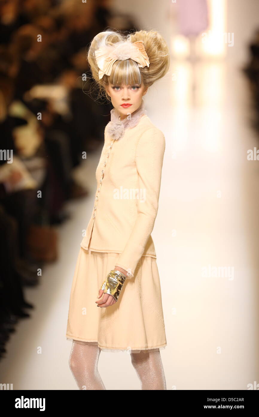 A model wears a creation as part of Chanel's Haute-Couture fashion ...