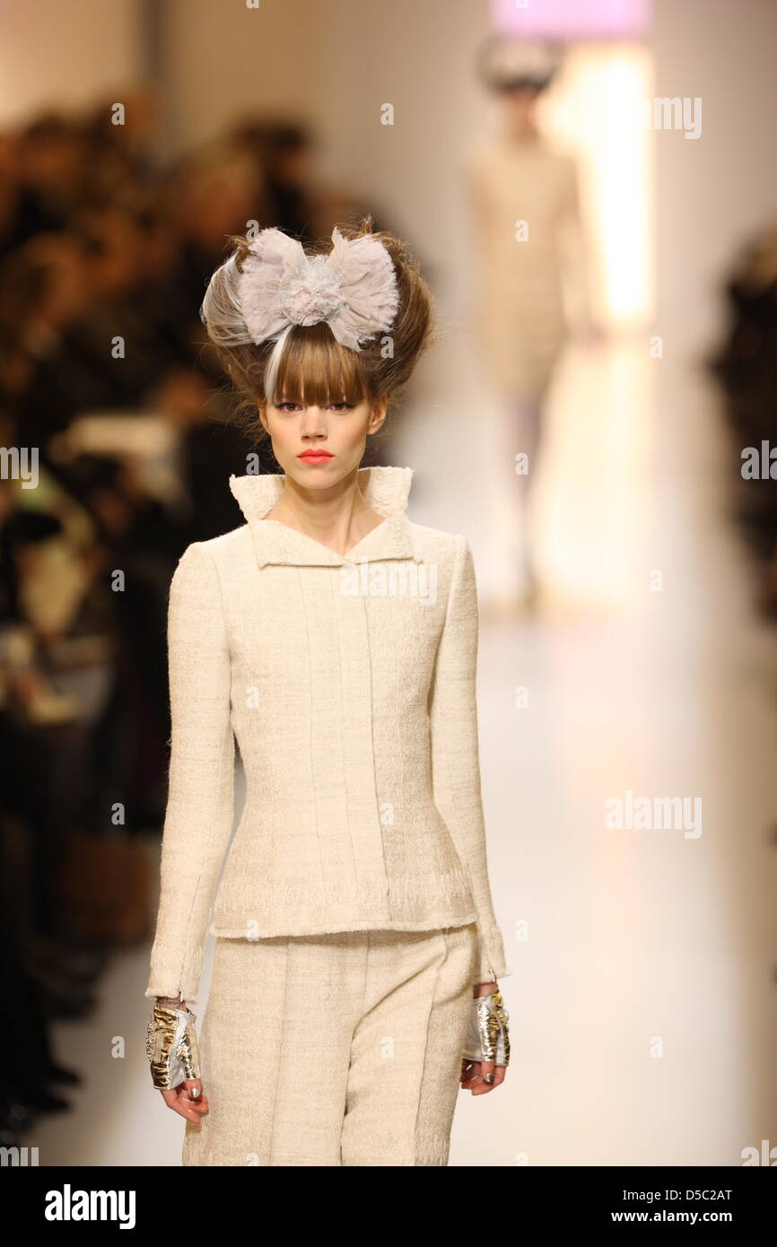 A model wears a creation as part of Chanel's Haute-Couture fashion ...