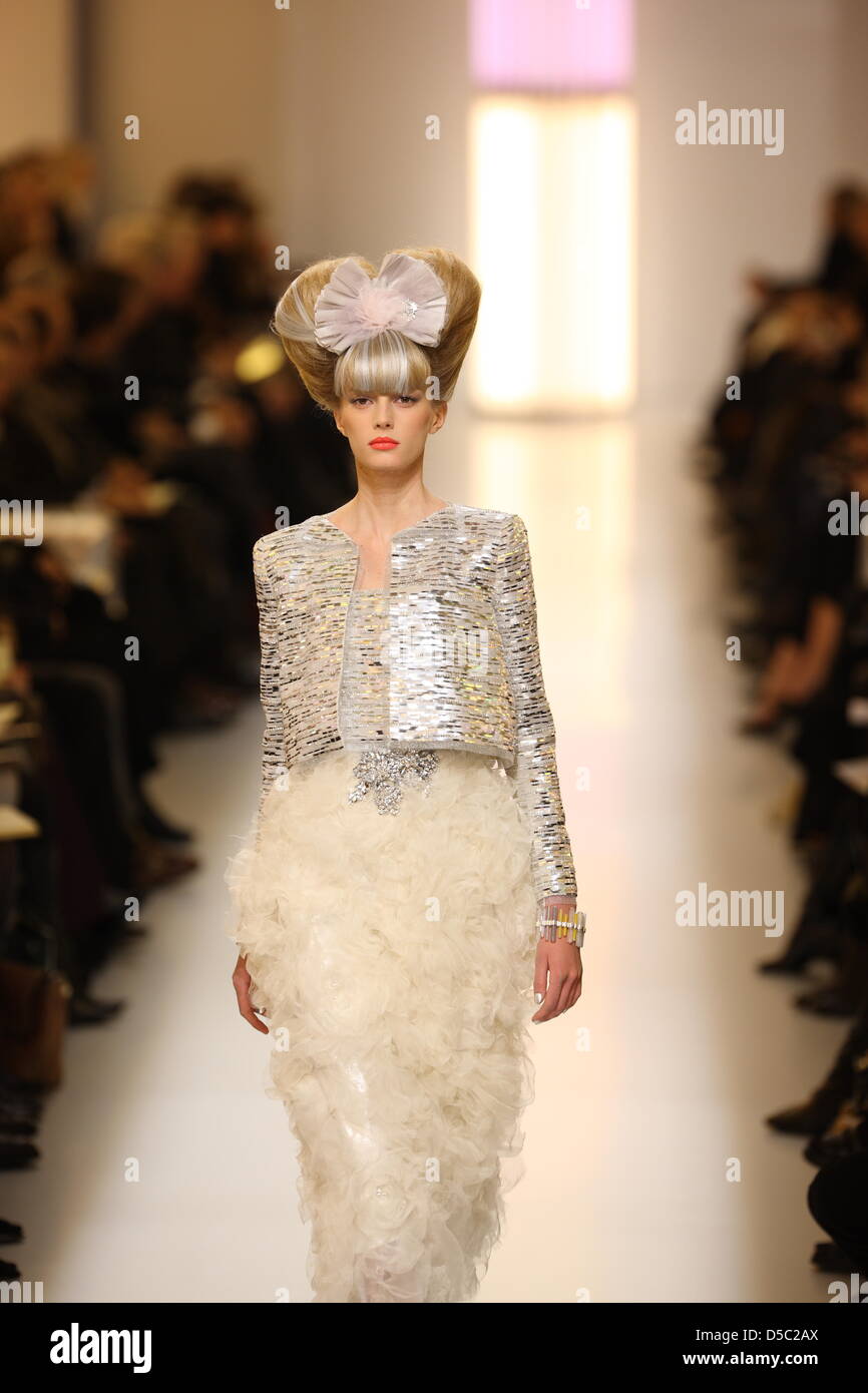 A model wears a creation as part of Chanel's Haute-Couture fashion ...