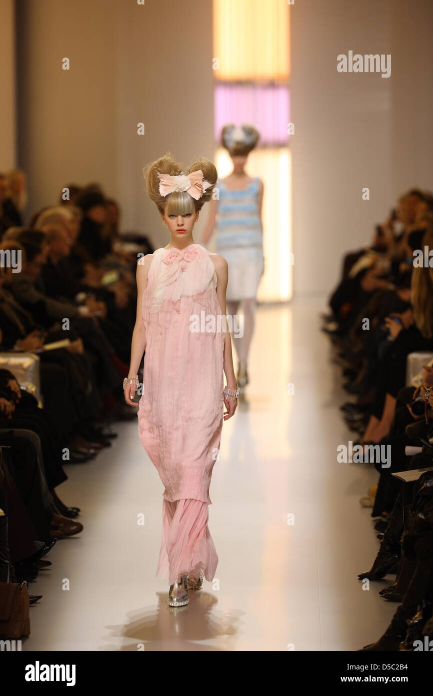 A model wears a creation as part of Chanel's Haute-Couture fashion ...