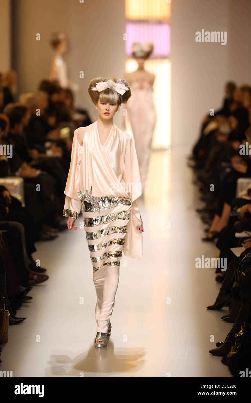 A model wears a creation as part of Chanel's Haute-Couture fashion ...