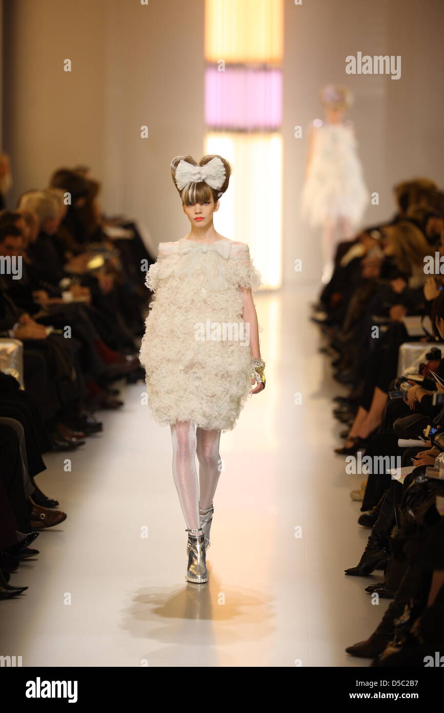 A model wears a creation as part of Chanel's Haute-Couture fashion ...
