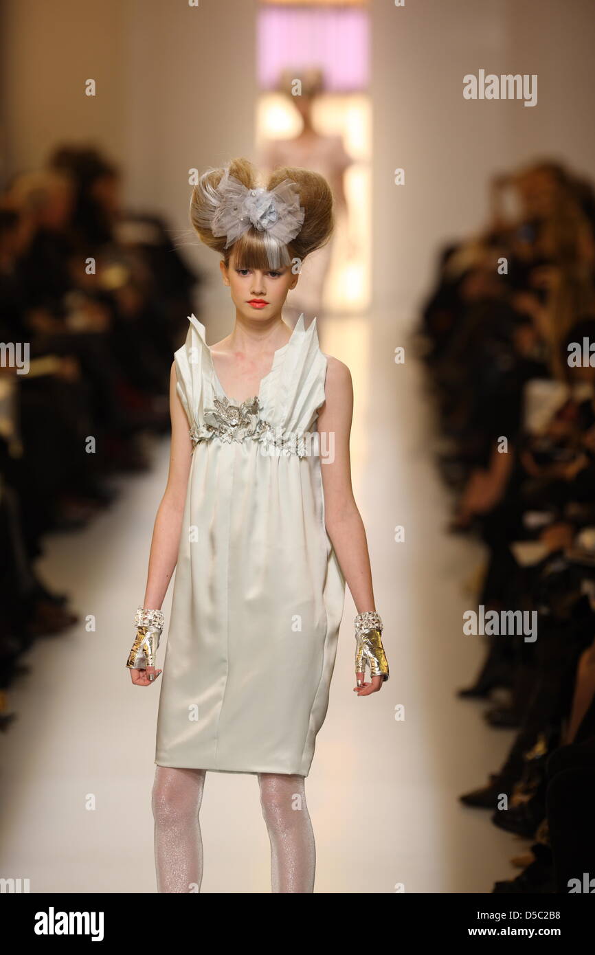 A model wears a creation as part of Chanel's Haute-Couture fashion ...