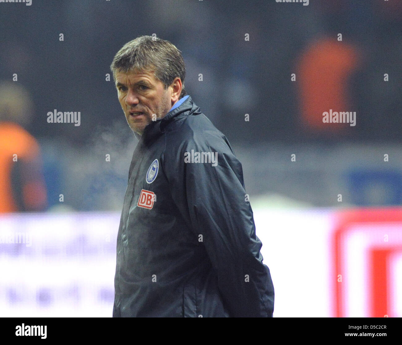 Berlin's head coach Friedhelm Funkel shown at the sideline during the ...
