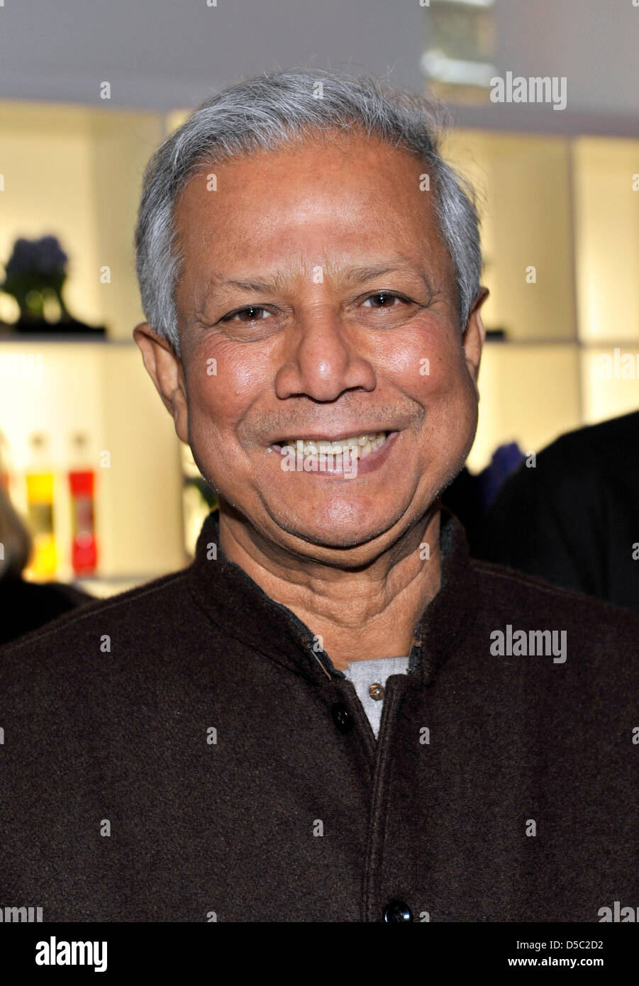 Nobel Peace Prize Laureate Muhammad Yunus poses at the innovation fair ...