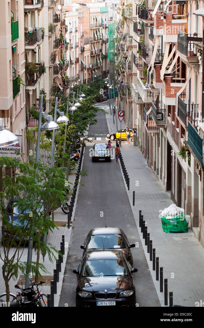Dramatic street scene under Mont Juic, Bacelona, Spain Stock Photo - Alamy