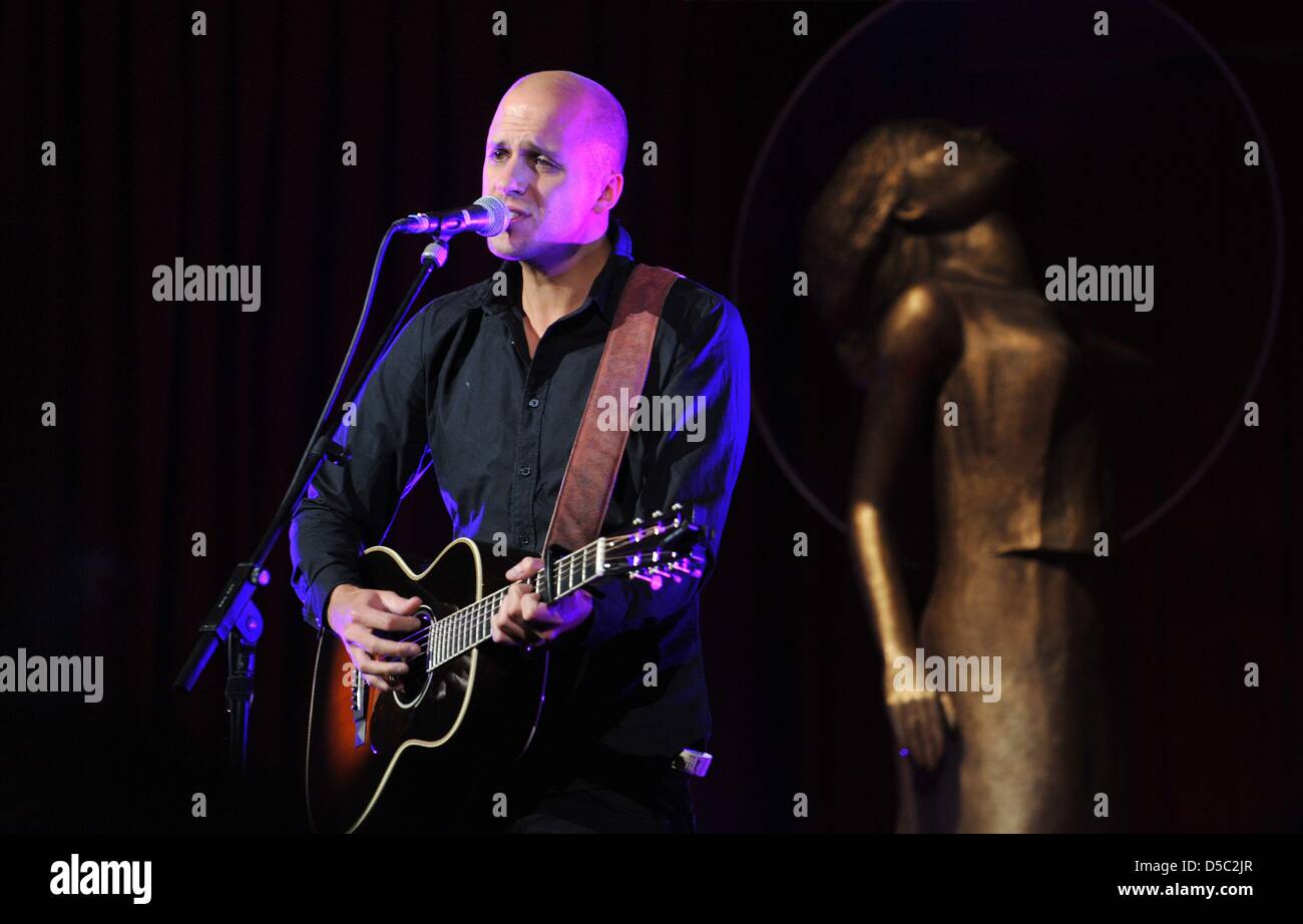 Belgian singer Milow performs during the award ceremony of the DIVA ...
