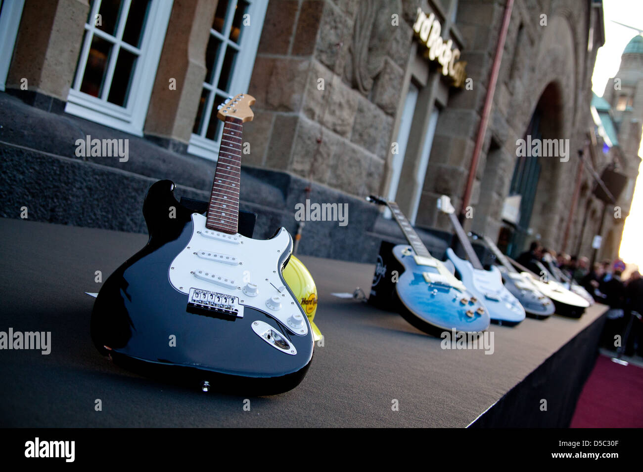 atmosphere at grand opening of Hard Rock Cafe at Landungsbruecken ...