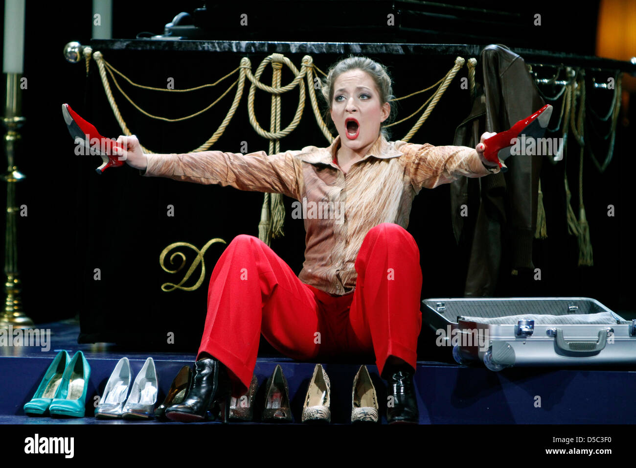German soprano Christiane Karg as Norina rehearses a scene of opera ...