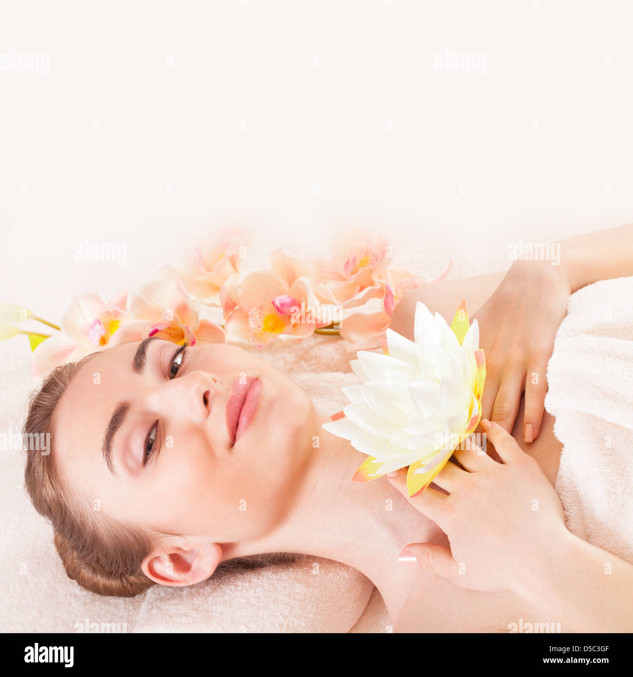 Beautiful woman relax in spa Stock Photo - Alamy