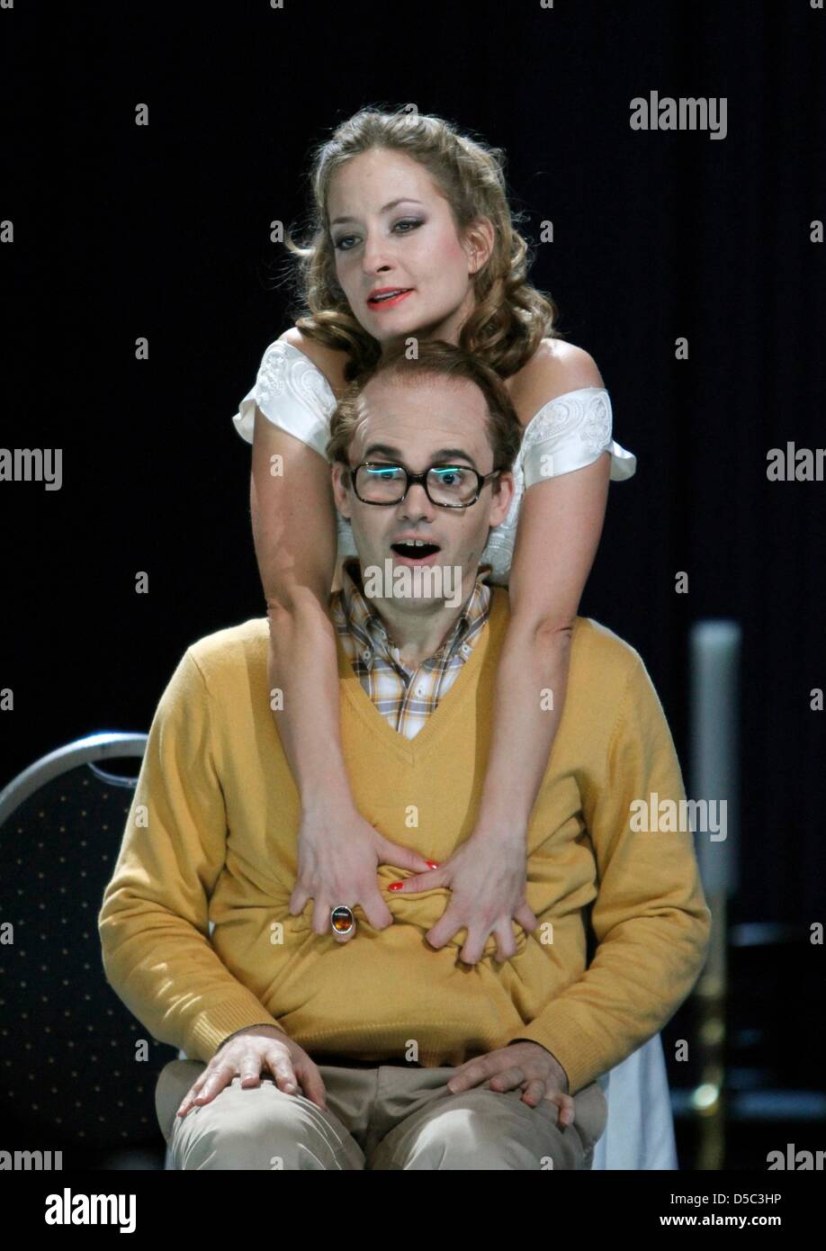 Australian tenor Adrian Stooper as Ernesto (front) and German soprano ...