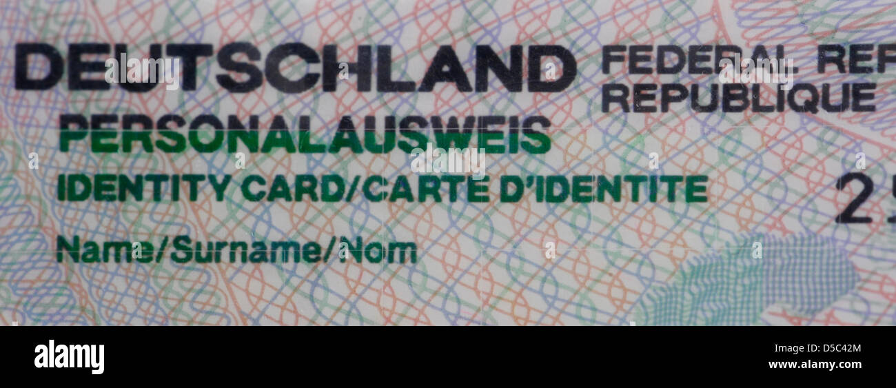 Detail of Germany's identification card in Berlin, Germany, 24 January ...