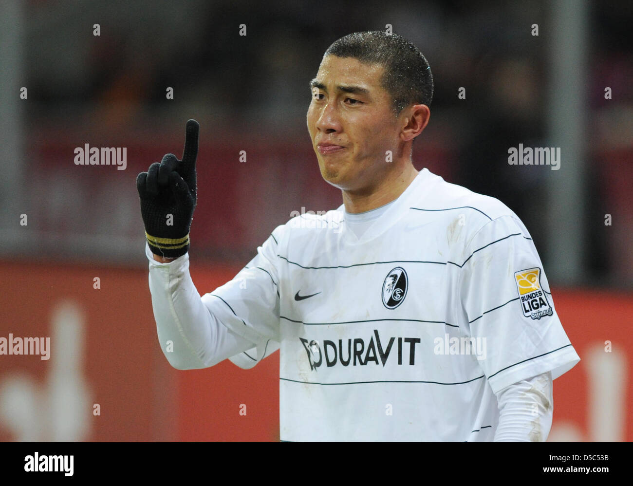 Freiburg's Du-Ri Cha does not agree during German Bundeliga match Bayer ...