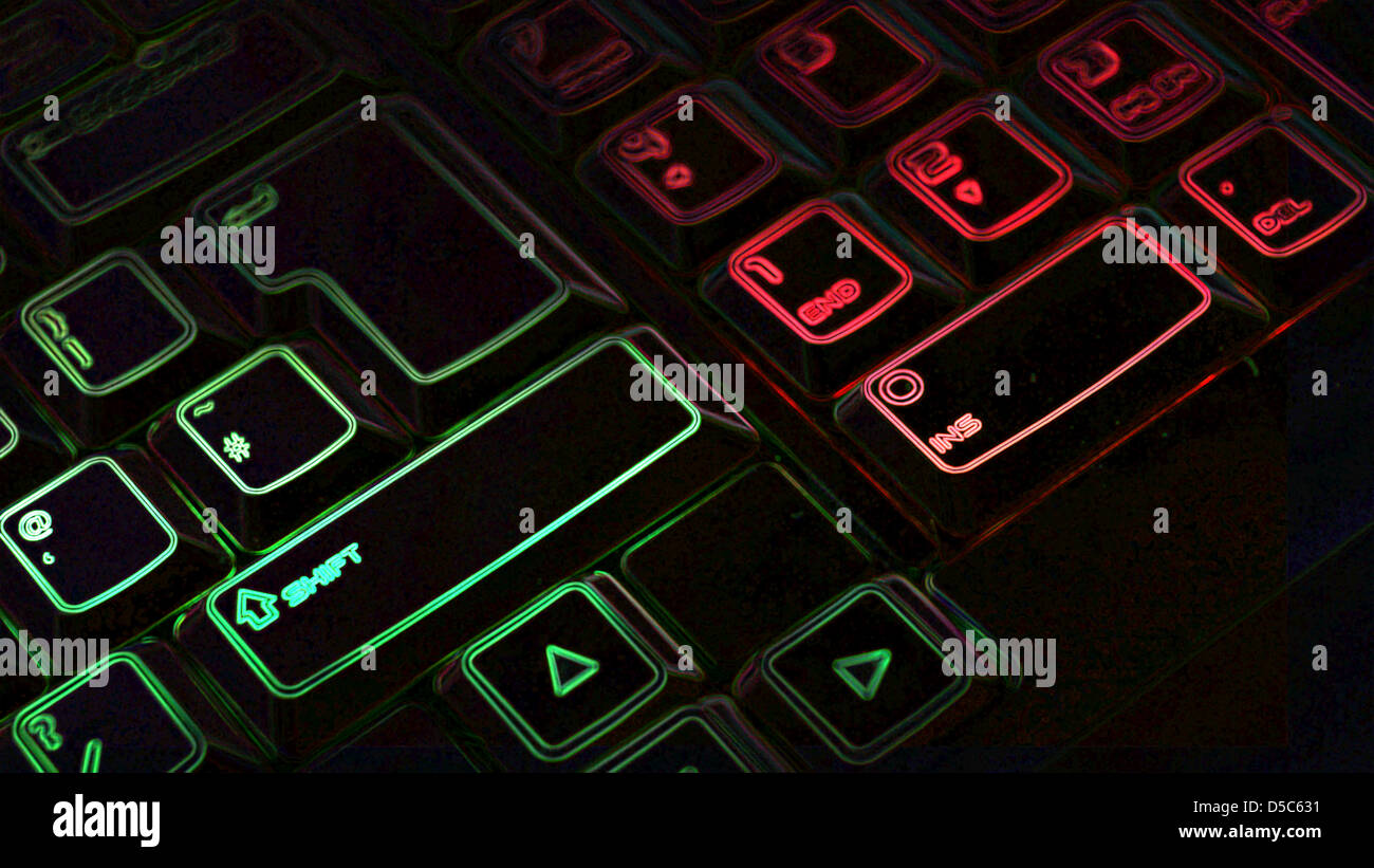 Computer keyboard, keyboard keys, different colour Stock Photo - Alamy
