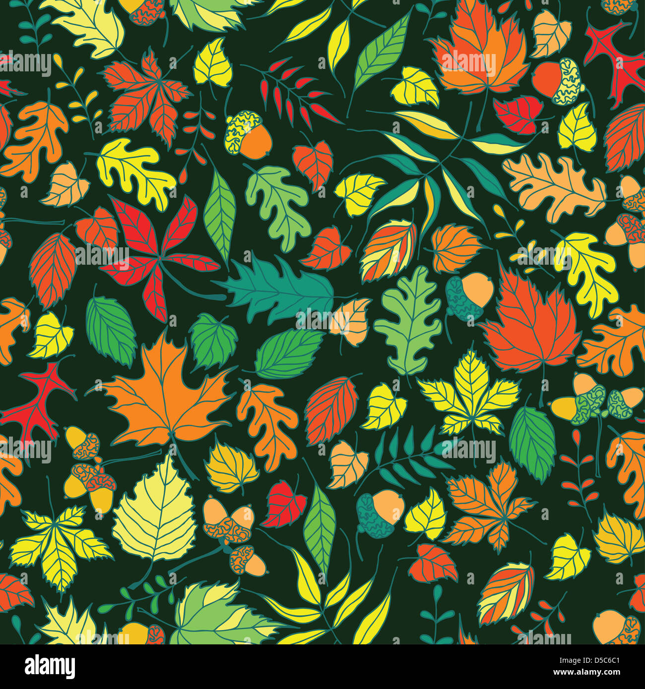 Seamless autumn leaves vector background Stock Photo - Alamy