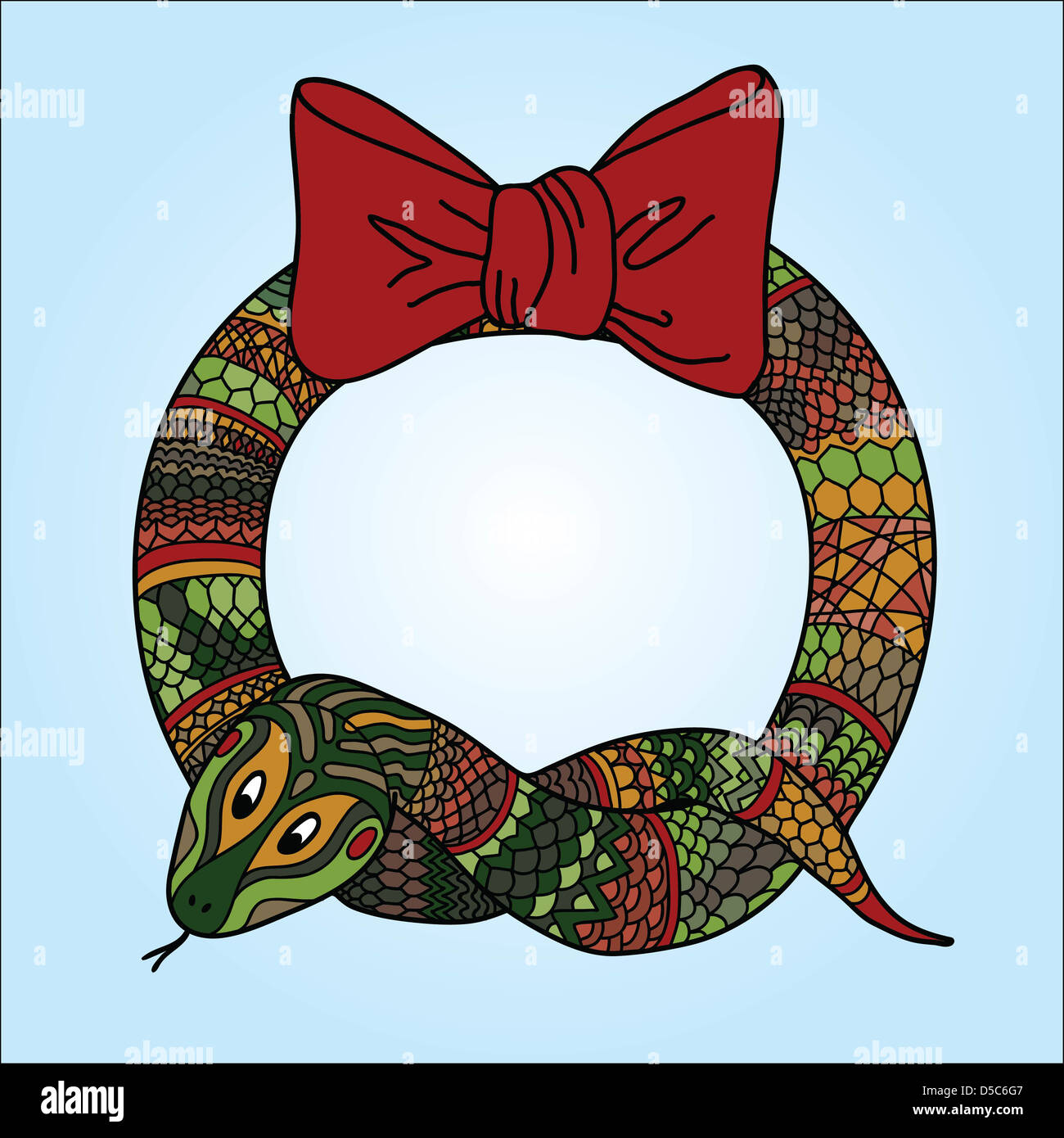 New year vector hand drawn illustration snake Stock Photo - Alamy