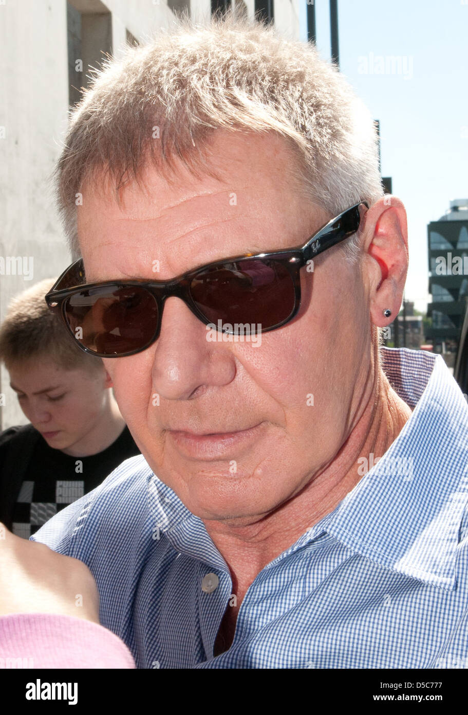 Harrison Ford signing autographs outside SAT.1 TV studios whilst ...