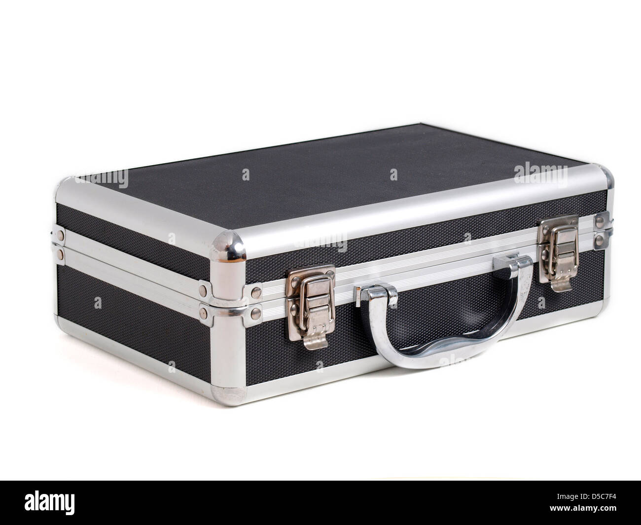 Briefcase lying on white. An object used to carry things Stock Photo ...