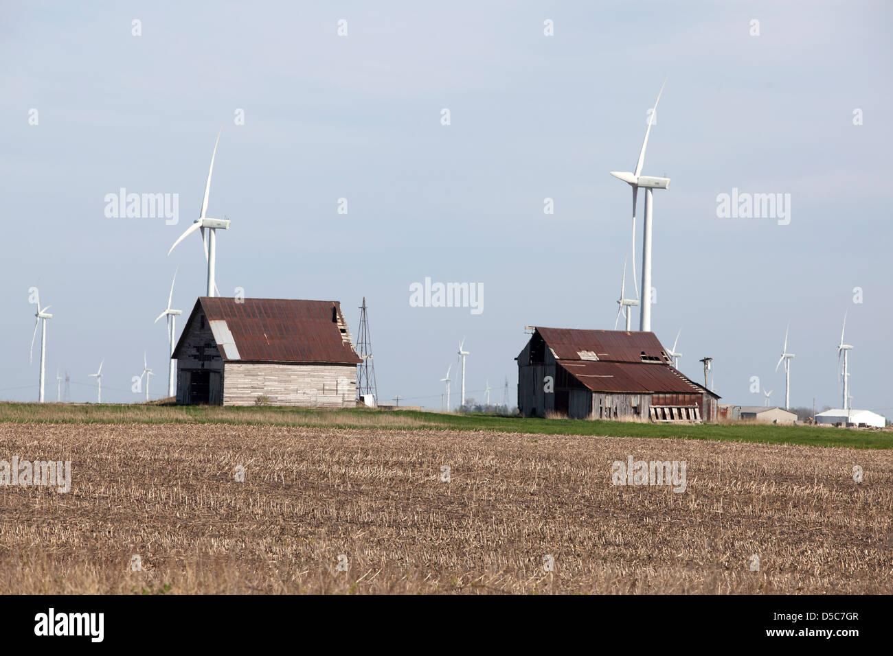 Some buildings and a windmill park, Dwight, Illinois, USA Stock Photo ...