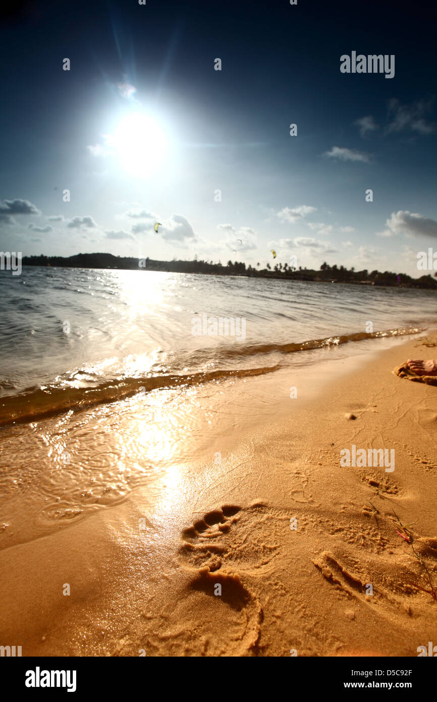 ocean footprints on sand near water Stock Photo - Alamy