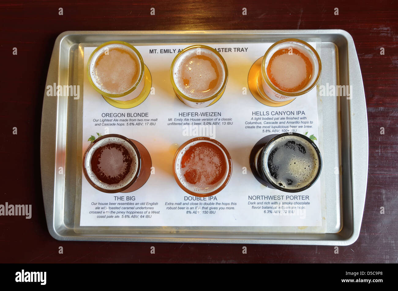 Sample tray of beers at the Mt. Emily Ale House in La Grande, Oregon ...