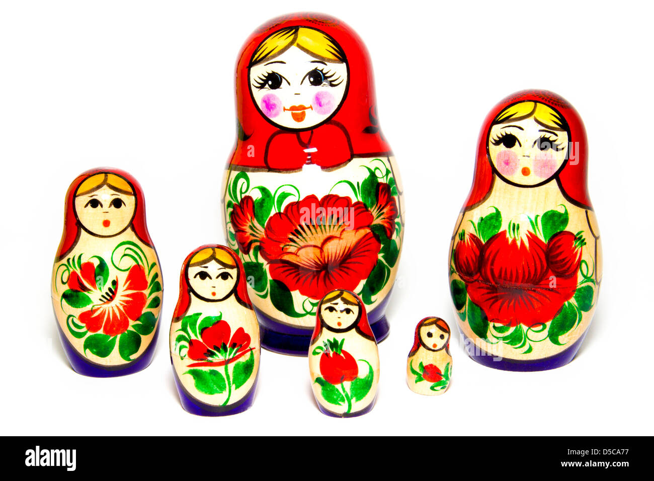 Russian Babushka nesting dolls, isolated on white background Stock ...