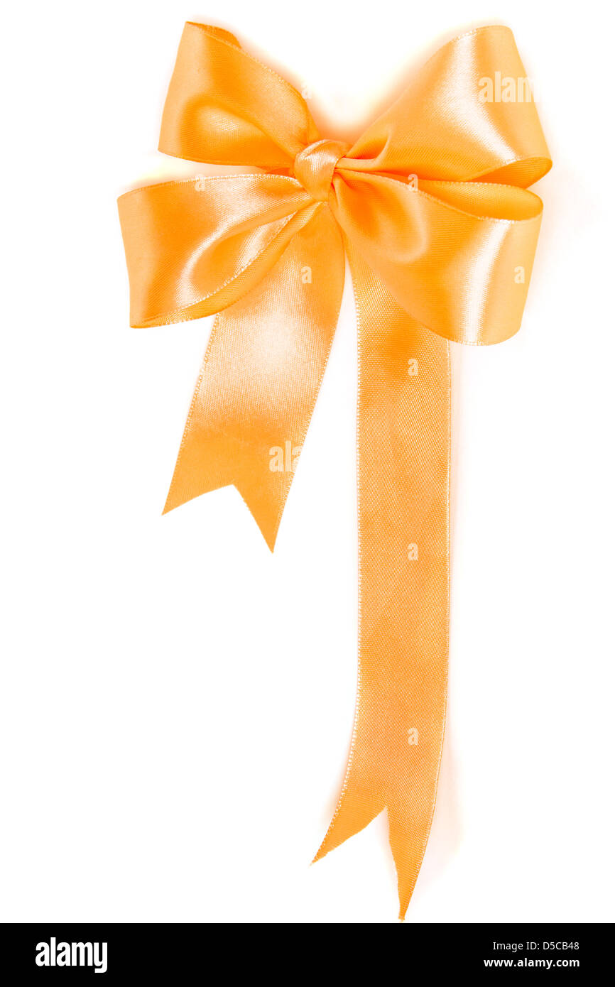 Gift satin orange ribbon bow isolated on white background Stock Photo ...