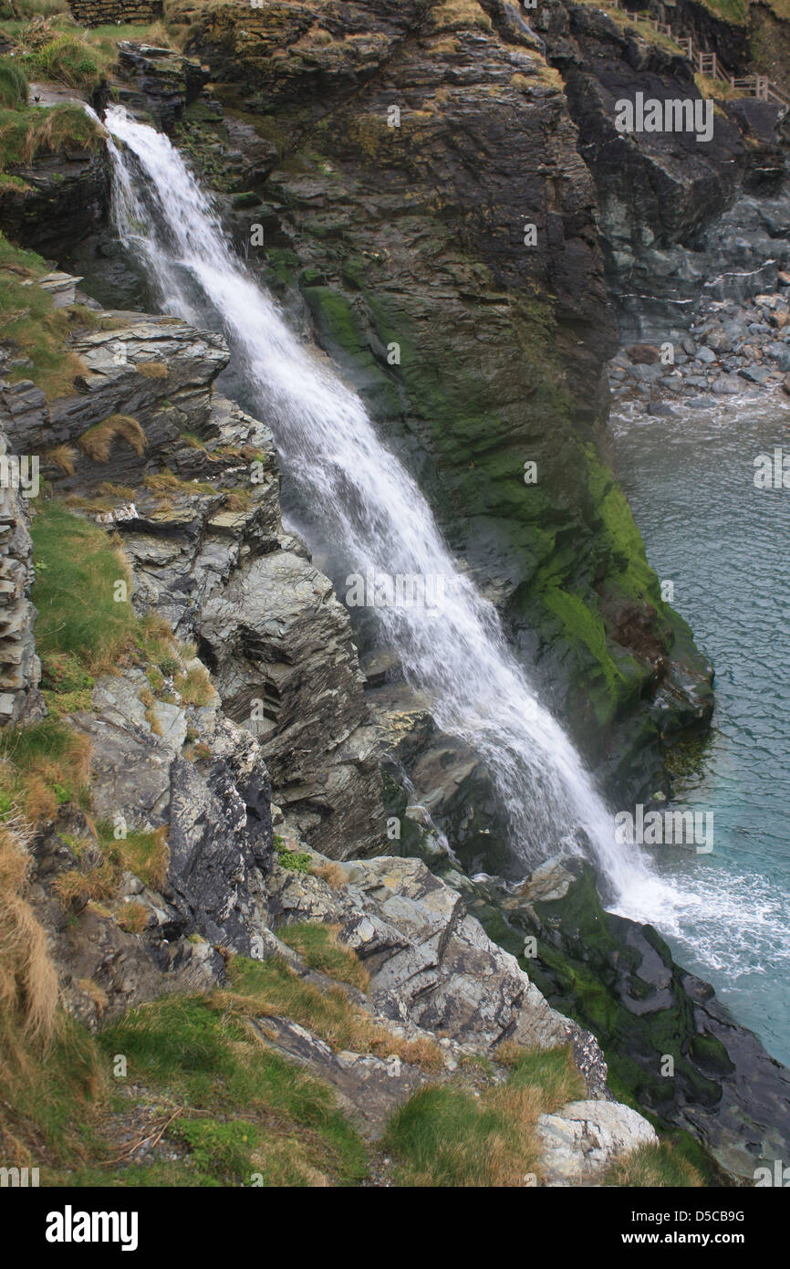 Waterfall to the sea Stock Photo - Alamy