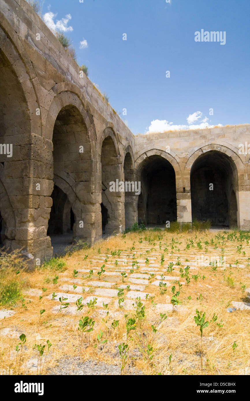 multiple arches and columns in the caravansary on the Silk Road, Turkey ...