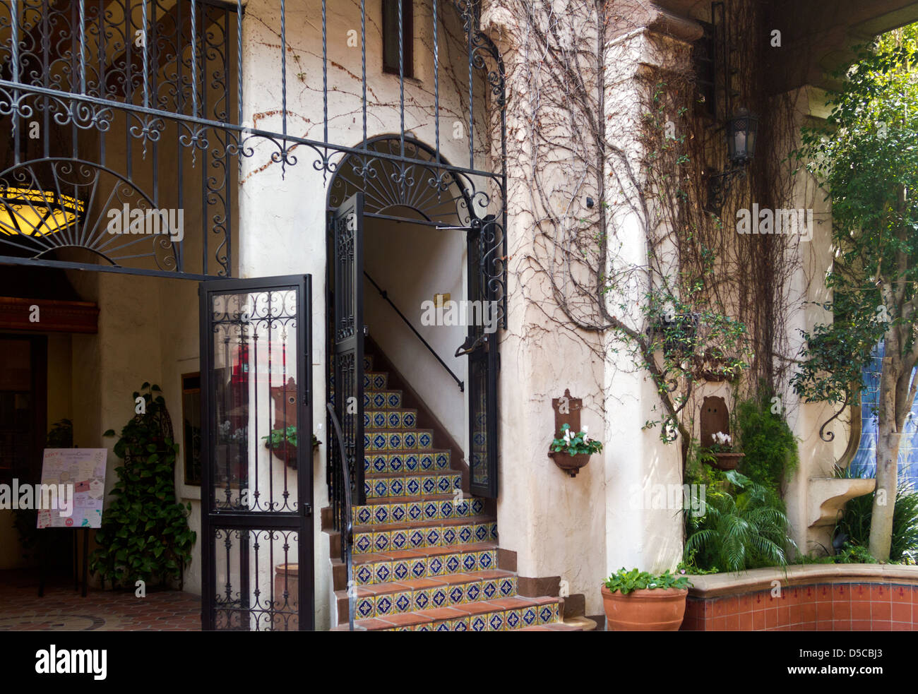 A decorative Spanish style building entrance in Santa Barbara ...