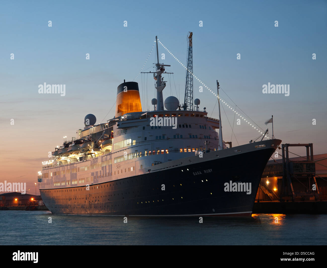 Cruise ship Saga Ruby berthed in Southampton Hampshire England UK early ...