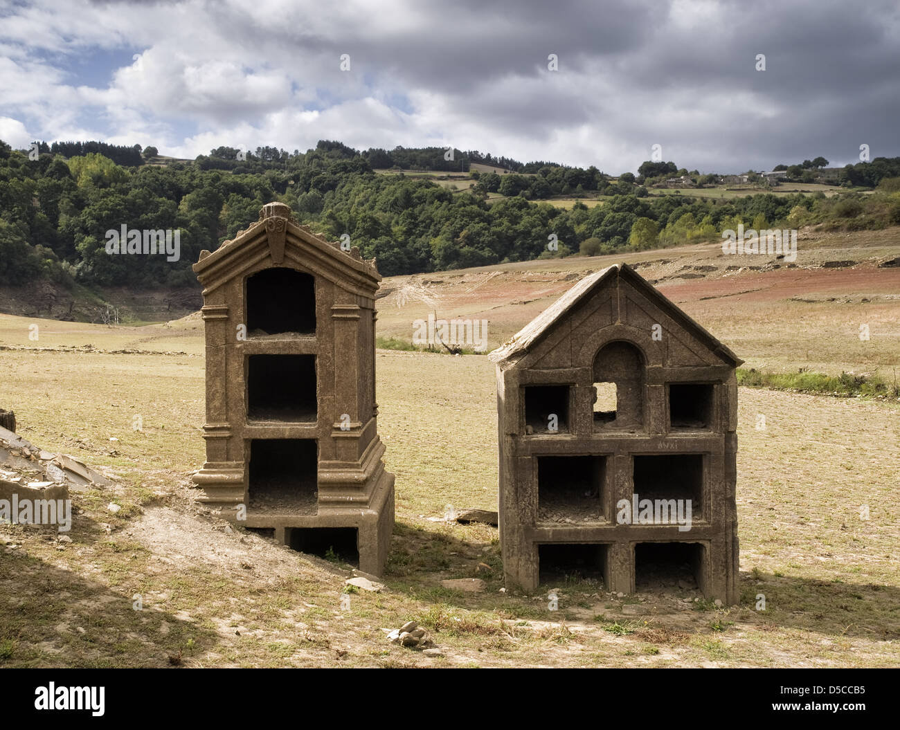 Ruins of niches belonging to a town that was flooded under the water in ...