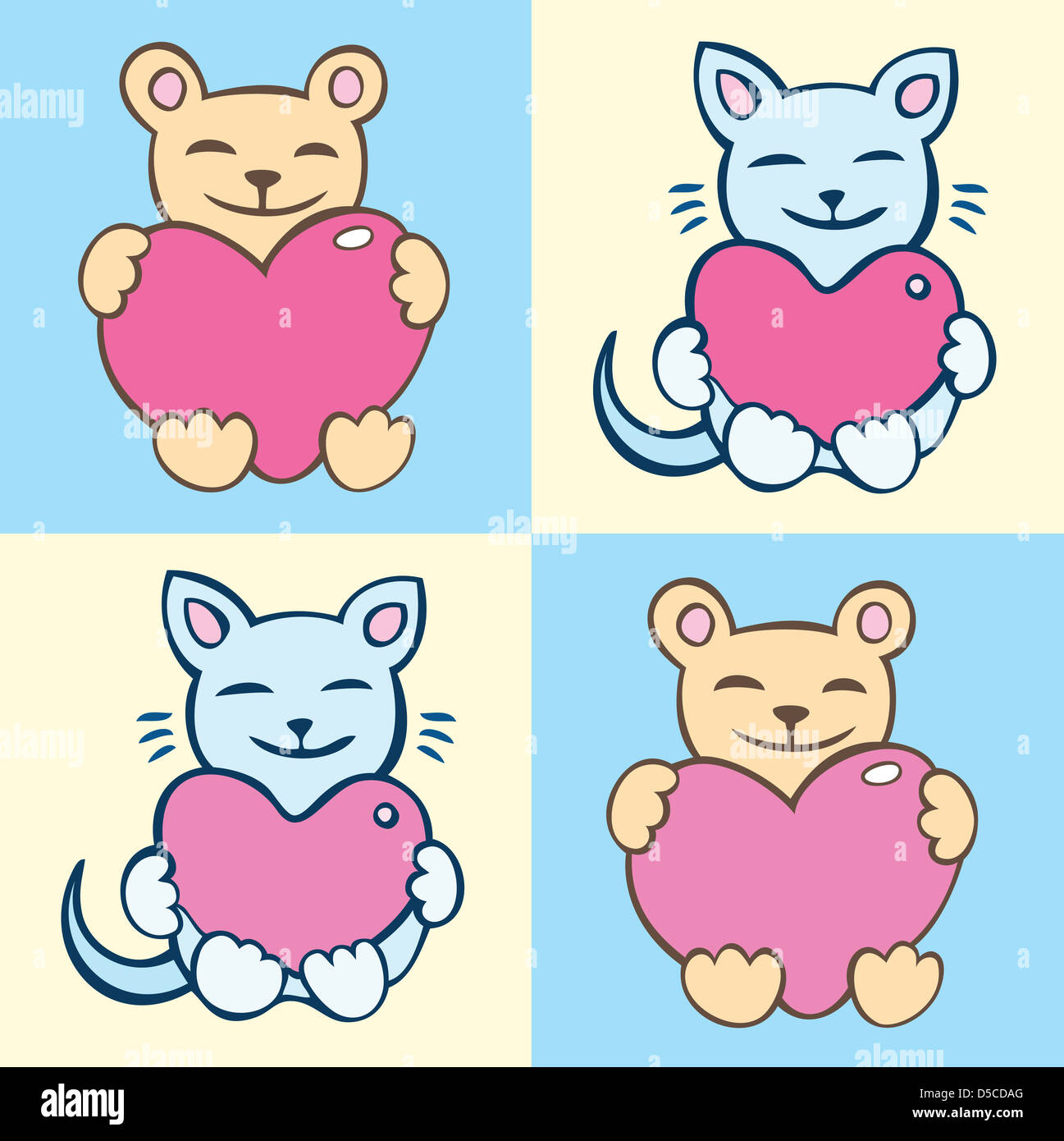 Kitten with heart in hand. Vector illustration Stock Photo - Alamy